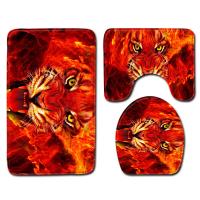 China Wild Animal Toilet Seat Cushion Tiger Leopard Print 45x50cm Polyester Bathroom Rug Set for sale