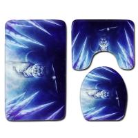 China Wild Animal Toilet Seat Cushion Tiger Leopard Print 45x50cm Polyester Bathroom Rug Set for sale