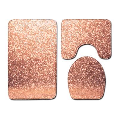 China Crystal Glitter Polyester Toilet Tank Cover Set 3 Piece 45x37cm Machine Washable for sale