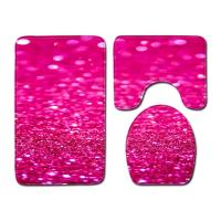 China Crystal Glitter Polyester Toilet Tank Cover Set 3 Piece 45x37cm Machine Washable for sale