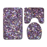 China Crystal Glitter Polyester Toilet Tank Cover Set 3 Piece 45x37cm Machine Washable for sale