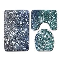 China Crystal Glitter Polyester Toilet Tank Cover Set 3 Piece 45x37cm Machine Washable for sale
