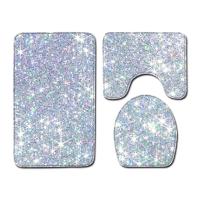 China Crystal Glitter Polyester Toilet Tank Cover Set 3 Piece 45x37cm Machine Washable for sale