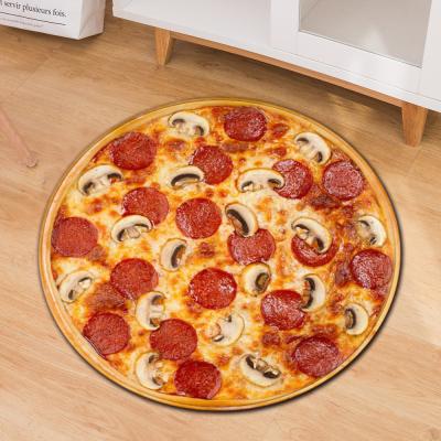 China 100% Polyester Round Floor Mat 40-160cm Pizza Biscuit Circular Area Rug Computer Chair Carpet for sale