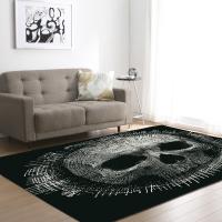 China Skull Head Polyester Living Room Carpet 99x152cm Machine Washable Floor Mat for sale
