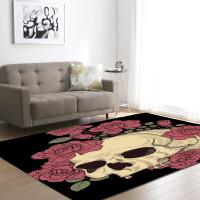 China Skull Head Polyester Living Room Carpet 99x152cm Machine Washable Floor Mat for sale
