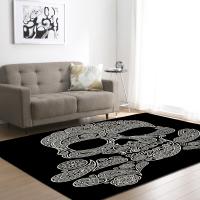 China Skull Head Polyester Living Room Carpet 99x152cm Machine Washable Floor Mat for sale