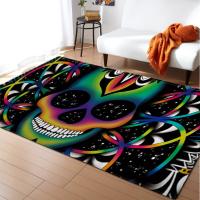 China Skull Head Polyester Living Room Carpet 99x152cm Machine Washable Floor Mat for sale