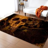 China Skull Head Polyester Living Room Carpet 99x152cm Machine Washable Floor Mat for sale