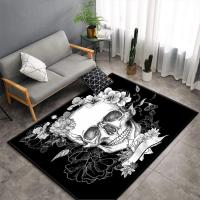 China Skull Head Polyester Living Room Carpet 99x152cm Machine Washable Floor Mat for sale