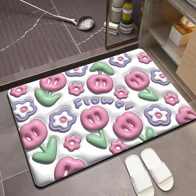 China Swell Small Garden Diatom Mud Bath Mat Non Slip Quick Dry Bathroom Floor Mat 40x60cm for sale