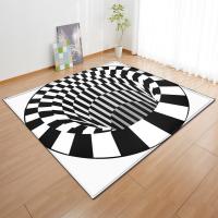 China 3D Black White Vortex Polyester Door Mat 40x60cm Anti Slip Floor Mat for Living Room for sale