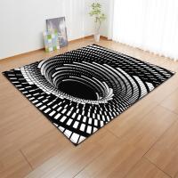 China 3D Black White Vortex Polyester Door Mat 40x60cm Anti Slip Floor Mat for Living Room for sale