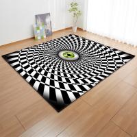 China 3D Black White Vortex Polyester Door Mat 40x60cm Anti Slip Floor Mat for Living Room for sale