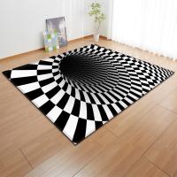 China 3D Black White Vortex Polyester Door Mat 40x60cm Anti Slip Floor Mat for Living Room for sale