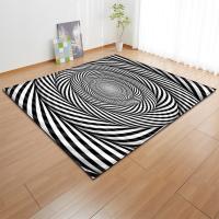 China 3D Black White Vortex Polyester Door Mat 40x60cm Anti Slip Floor Mat for Living Room for sale