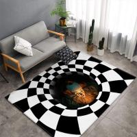 China 3D Black White Vortex Polyester Door Mat 40x60cm Anti Slip Floor Mat for Living Room for sale