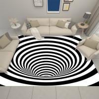 China 3D Black White Vortex Polyester Door Mat 40x60cm Anti Slip Floor Mat for Living Room for sale