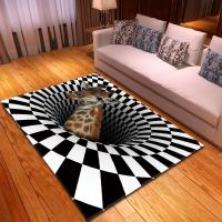 China 3D Black White Vortex Polyester Door Mat 40x60cm Anti Slip Floor Mat for Living Room for sale