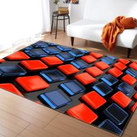 China Customizable 3D Polyester Living Room Carpet 147x203 cm Machine Washable Floor Mat for sale