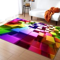 China Customizable 3D Polyester Living Room Carpet 147x203 cm Machine Washable Floor Mat for sale