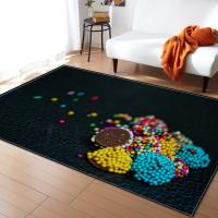 China Customizable 3D Polyester Living Room Carpet 147x203 cm Machine Washable Floor Mat for sale