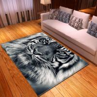 China Custom Polyester Animal Print Carpet 100x120cm Machine Washable Bedroom Floor Mat for sale