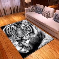 China Custom Polyester Animal Print Carpet 100x120cm Machine Washable Bedroom Floor Mat for sale