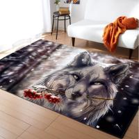China Custom Polyester Animal Print Carpet 100x120cm Machine Washable Bedroom Floor Mat for sale