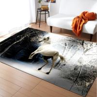 China Custom Polyester Animal Print Carpet 100x120cm Machine Washable Bedroom Floor Mat for sale