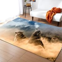 China Custom Polyester Animal Print Carpet 100x120cm Machine Washable Bedroom Floor Mat for sale