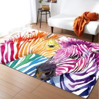 China Custom Polyester Animal Print Carpet 100x120cm Machine Washable Bedroom Floor Mat for sale