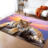 China Custom Polyester Animal Print Carpet 100x120cm Machine Washable Bedroom Floor Mat for sale