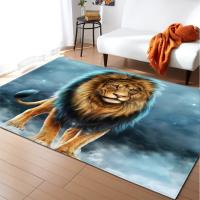 China Custom Polyester Animal Print Carpet 100x120cm Machine Washable Bedroom Floor Mat for sale