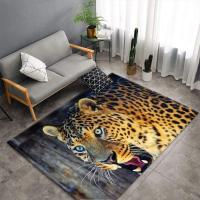 China Custom Polyester Animal Print Carpet 100x120cm Machine Washable Bedroom Floor Mat for sale