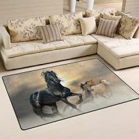 China Custom Polyester Animal Print Carpet 100x120cm Machine Washable Bedroom Floor Mat for sale
