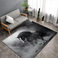 China Custom Polyester Animal Print Carpet 100x120cm Machine Washable Bedroom Floor Mat for sale