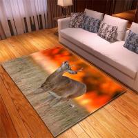 China Custom Polyester Animal Print Carpet 100x120cm Machine Washable Bedroom Floor Mat for sale