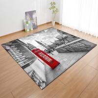 China Custom Retro Paris Tower Pink Flower Polyester Carpet 1.2x1.8m Machine Washable Floor Mat for sale