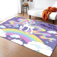 China Custom Cartoon Unicorn Polyester Carpet Floor Mat 80x120cm Machine Washable for sale