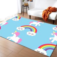 China Custom Cartoon Unicorn Polyester Carpet Floor Mat 80x120cm Machine Washable for sale