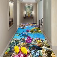 China Custom 3D Floor Painting Polyester Carpet Anti Slip Water Absorbing Mat 80x120cm for sale