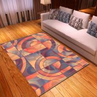 China Custom Round Polyester Geometric Floor Mat 100x150cm Machine Washable Carpet for Living Room Bedroom for sale