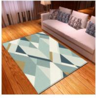 China Custom Round Polyester Geometric Floor Mat 100x150cm Machine Washable Carpet for Living Room Bedroom for sale