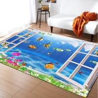 China Customizable Non Skid 3D Printed Polyester Rug 100x120cm Living Room Area Carpet for sale