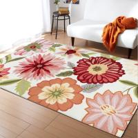 China 99x152cm Washable Flower Pattern Polyester Dining Room Rug Floor Mat Carpet for sale