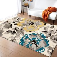China 99x152cm Washable Flower Pattern Polyester Dining Room Rug Floor Mat Carpet for sale