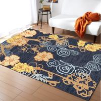 China 99x152cm Washable Flower Pattern Polyester Dining Room Rug Floor Mat Carpet for sale