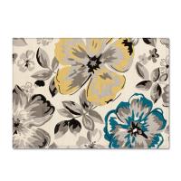 China 99x152cm Washable Flower Pattern Polyester Dining Room Rug Floor Mat Carpet for sale