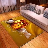 China Customized Round Christmas Living Room Carpet 100% Polyester Machine Washable Rug for sale